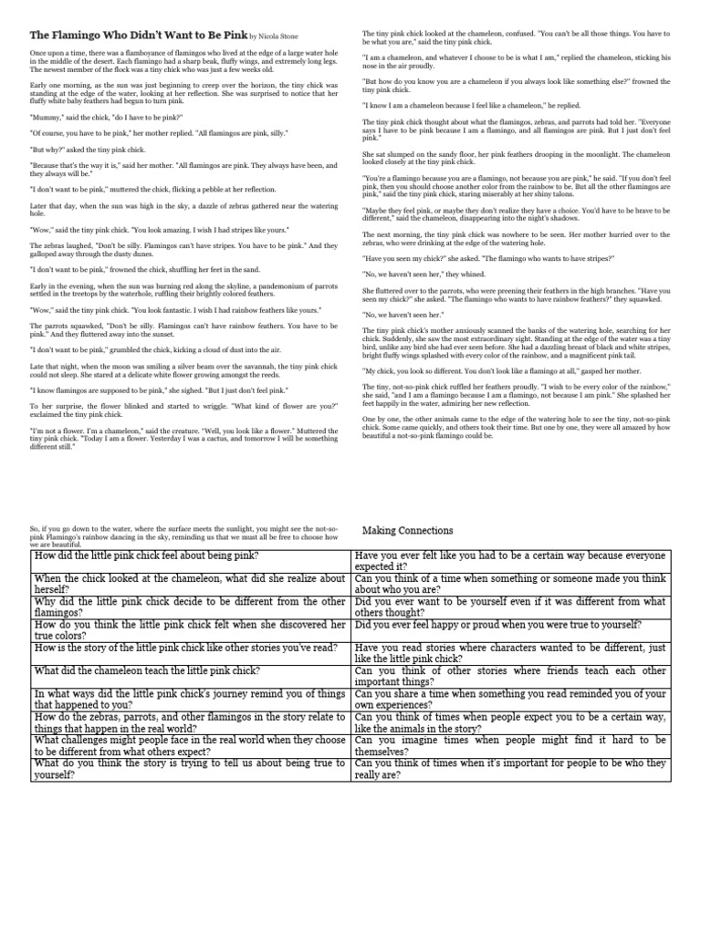 The Flamingo Who Don't Want To Be Pink | PDF | Birds