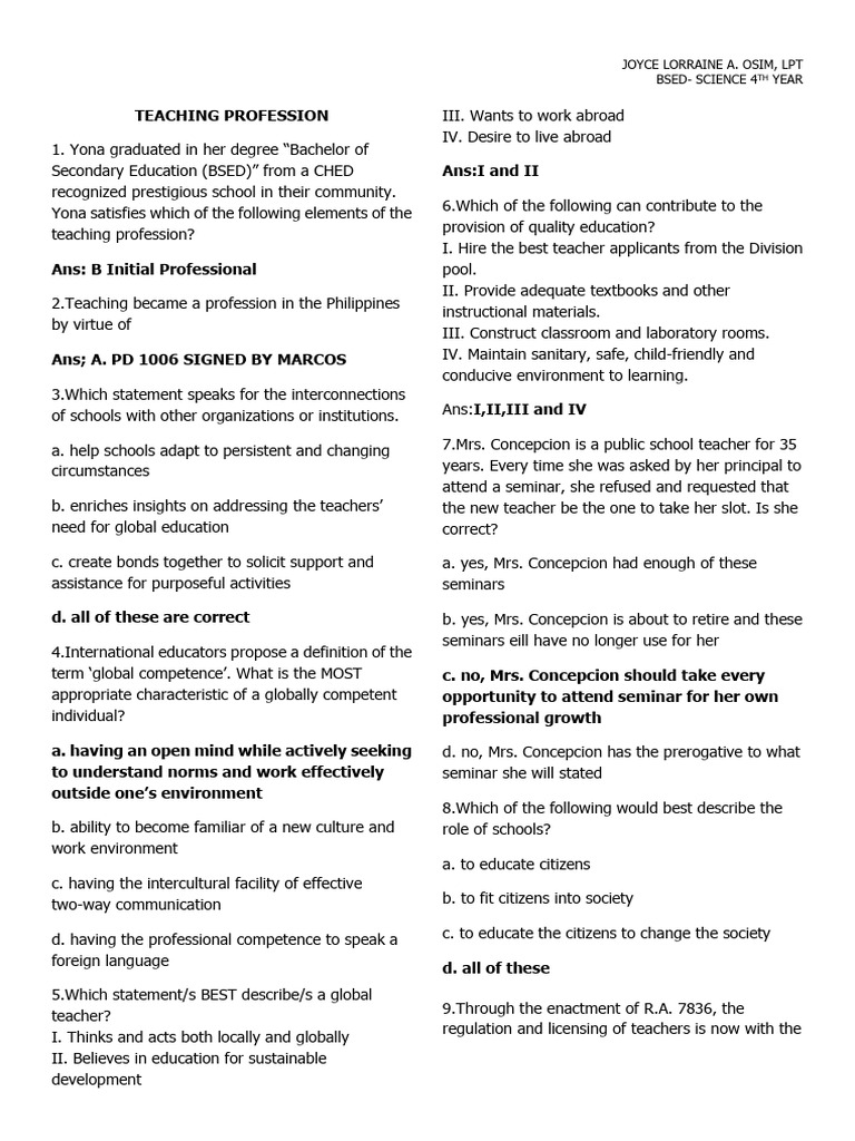 EDUC-109-DRILL-1 | PDF | Teachers | Schools