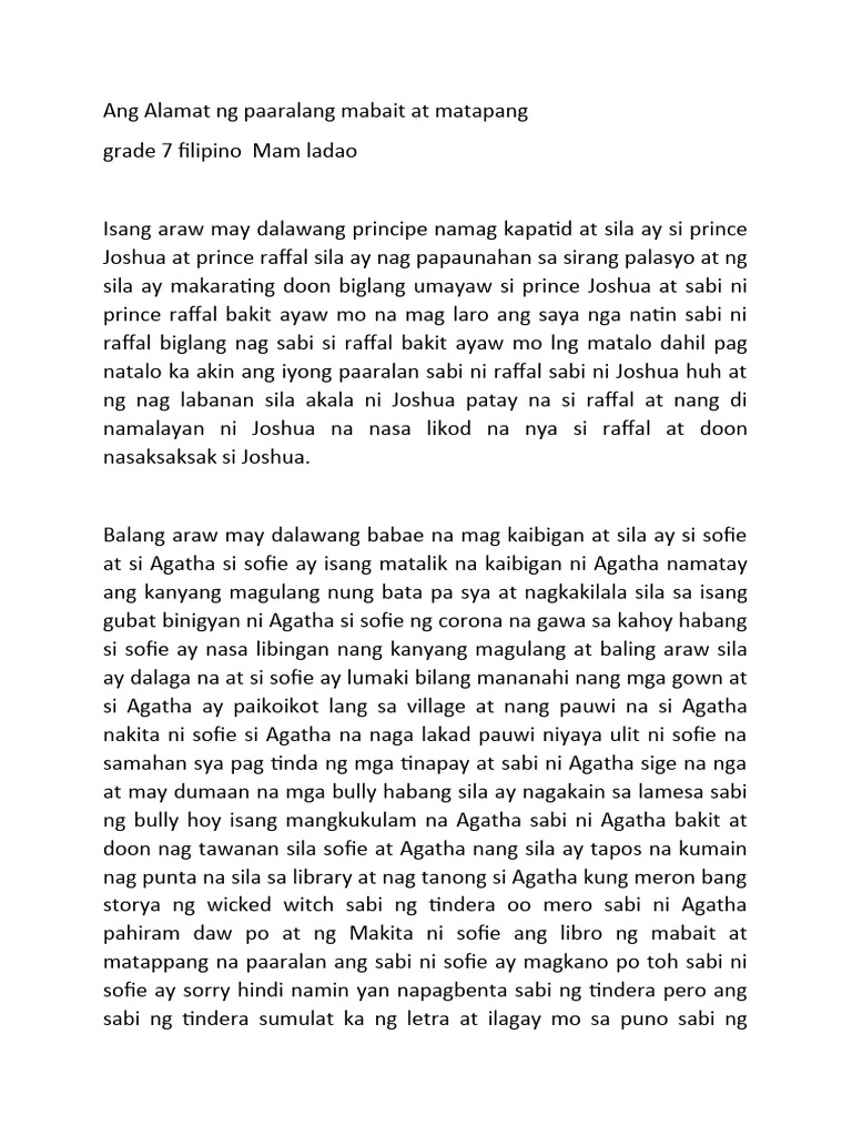 Ang Alamat NG Paaralang Mabait at Matapang | PDF