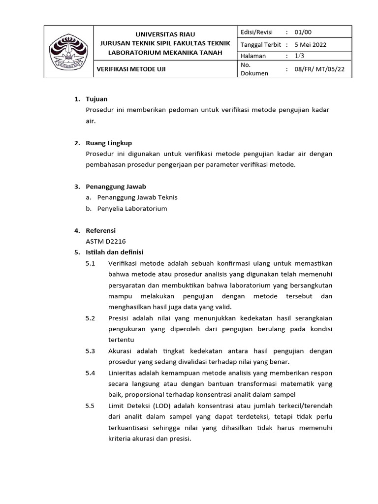 IK Validasi Dan Verifikasi Metode Analisis | PDF | Sains & Matematika ...