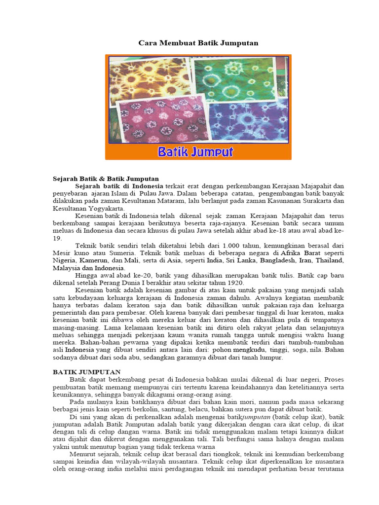 Cara Membuat Batik Jumputan Pdf