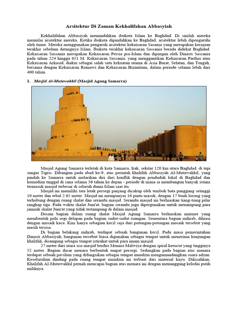 Arsitektur Di Zaman Kekhalifahan Abbasyiah | PDF Arsitektur Di Zaman Kekhalifahan Abbasyiah | PDF