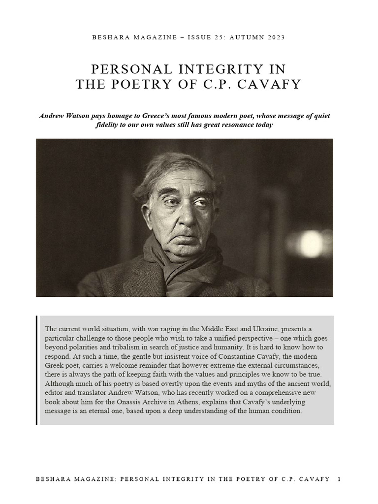 Beshara Magazine - Poetry of CP Cavafy | PDF | Achaemenid Empire
