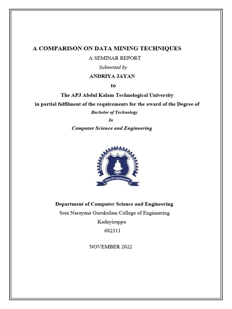 Andriya-Seminar Repot (1) .. | PDF | Support Vector Machine | Data Mining
