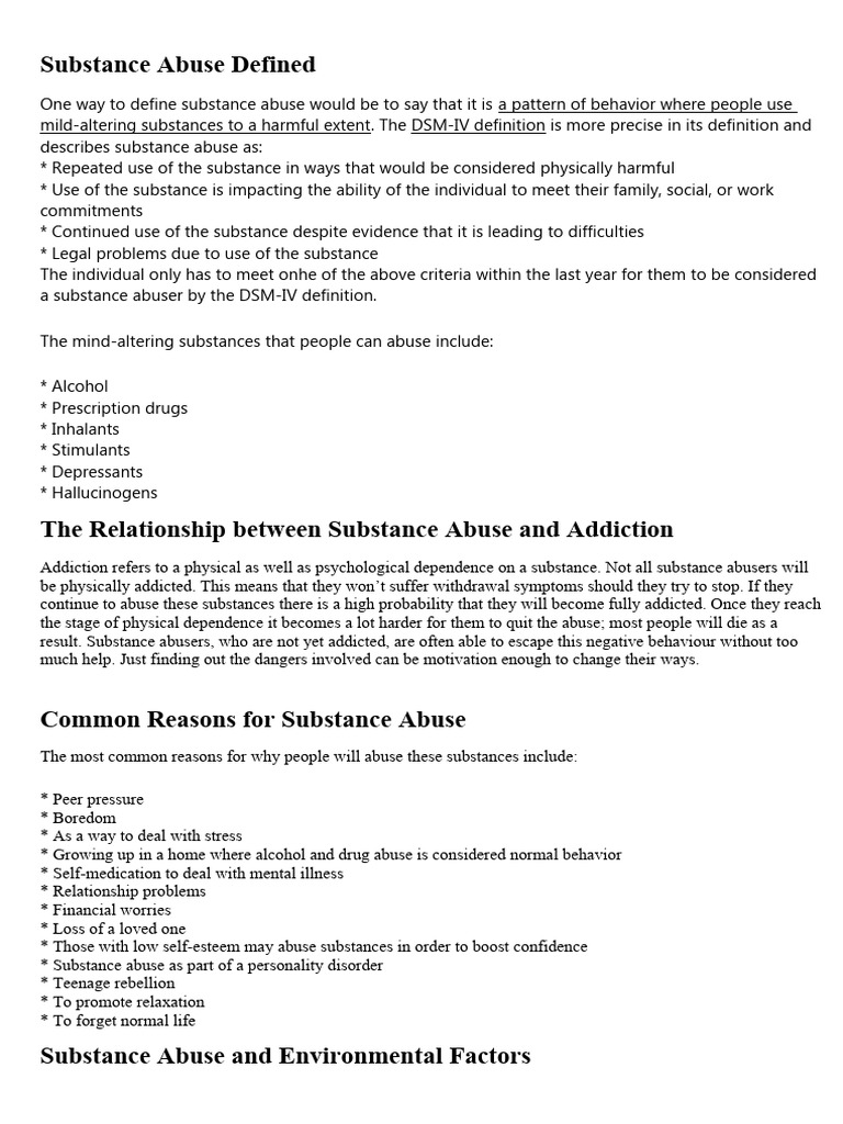 Substance Abuse Defined | Download Free PDF | Substance Abuse ...