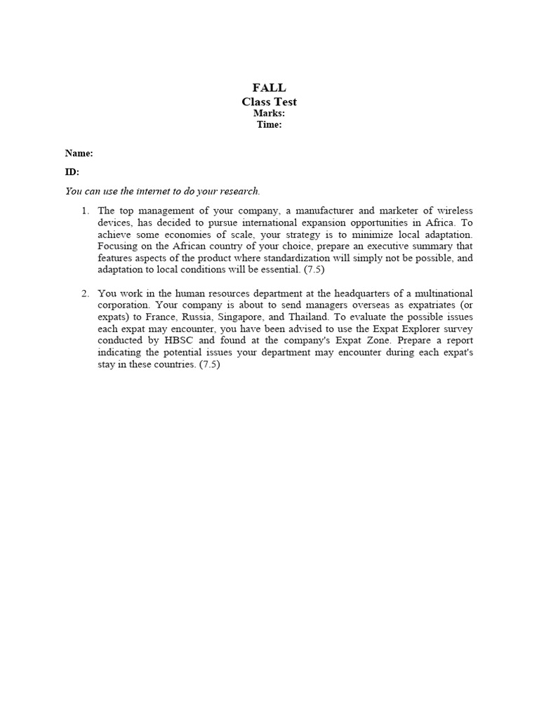 Fall Class Test: You Can Use The Internet To Do Your Research | PDF ...