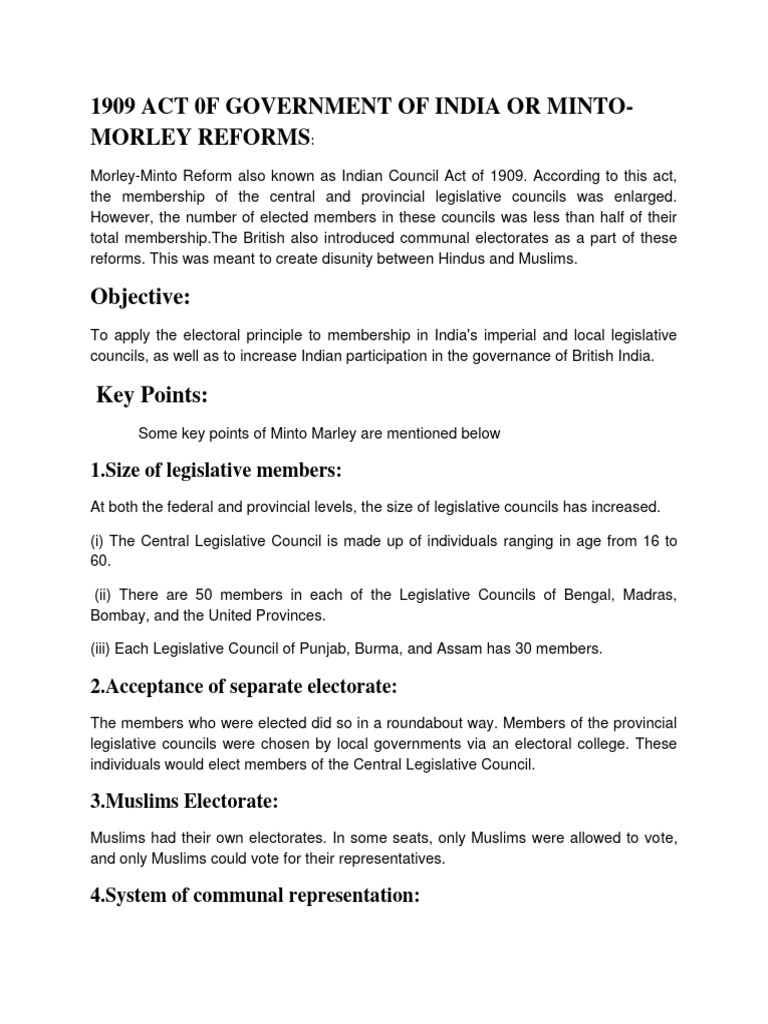 1909 Act 0F Government of India | PDF | British Raj | Government