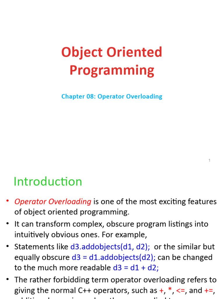 Operator Overloading in C++ | PDF | Constructor (Object Oriented Programming) | Programming