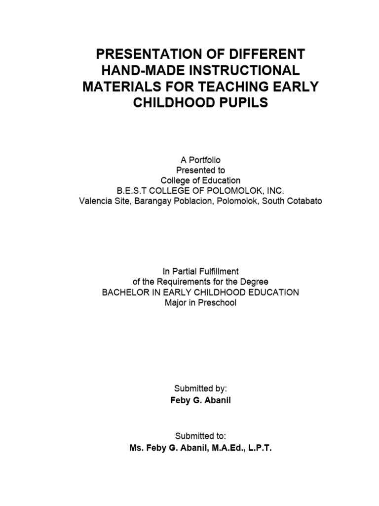 Title Page Portfolio | PDF | Preschool | Regulatory Compliance