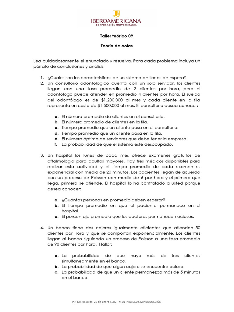 Act. 09 Teoria de Colas | PDF
