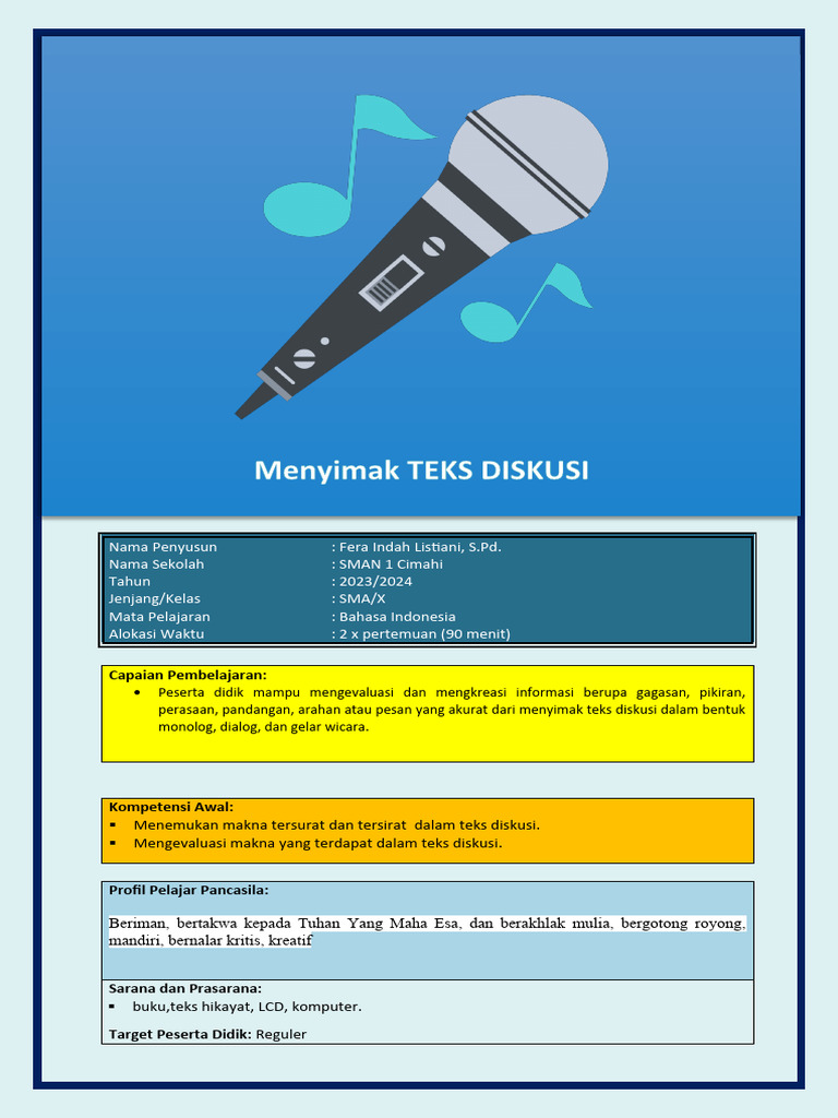 Modul Ajar Kelas X Bab 6 Teks Diskusi | PDF
