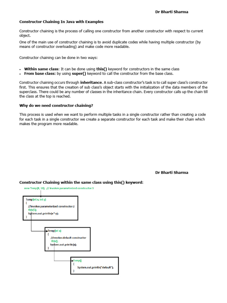 Constructor Chaining In Java with Examples | PDF | Programming ... Constructor Chaining In Java with Examples | PDF | Programming ...