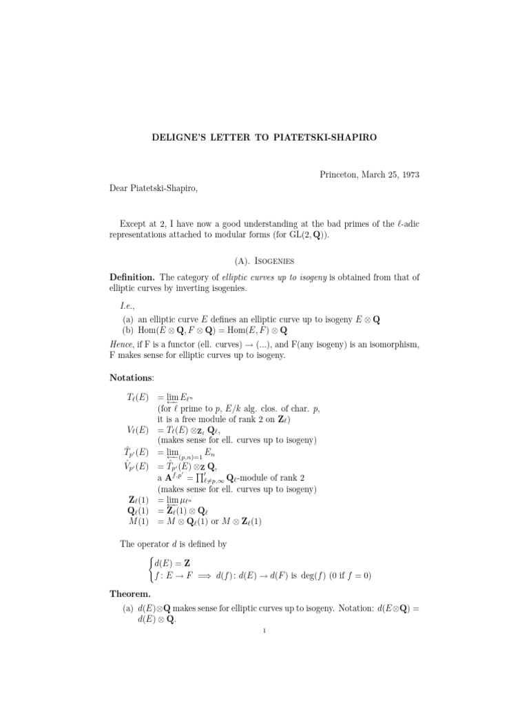 PD-Piatetski-Shapiro Letter | PDF | Field (Mathematics) | Group ...