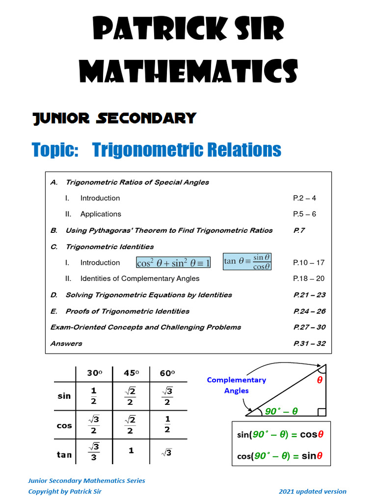 Trigonometric Relations 雙星 Pdf Trigonometry Triangle