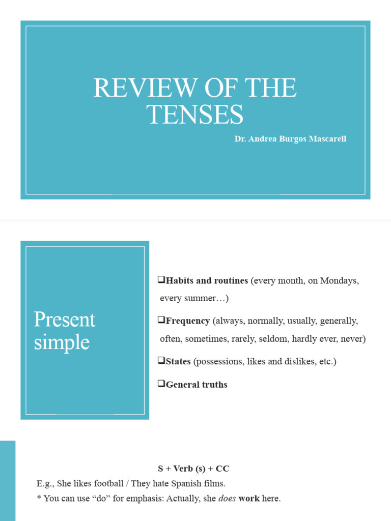Review of The Tenses Present, Past and Future | PDF | Linguistics | Grammar
