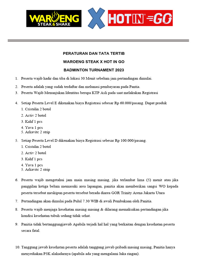Tata Tertib Waroeng Steak X Hot in Go | PDF