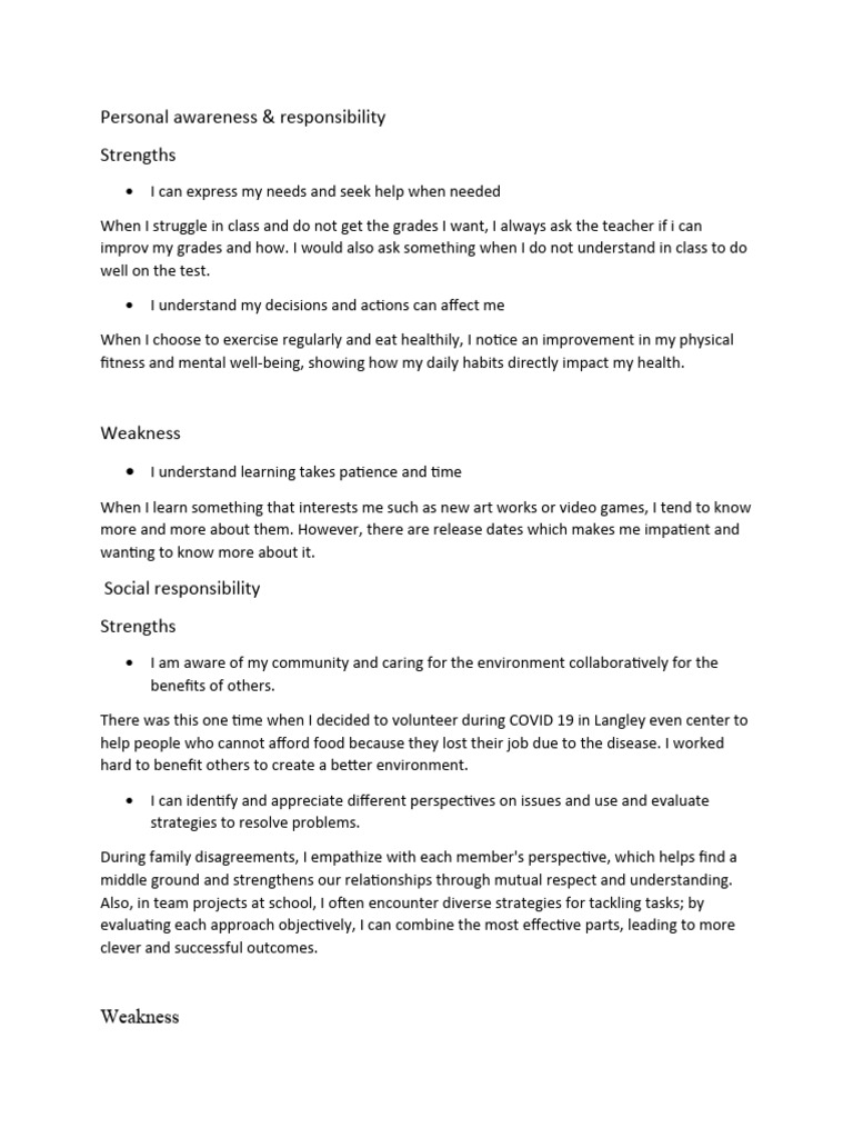 Core Competencies Reflection | PDF | Thought | Experience