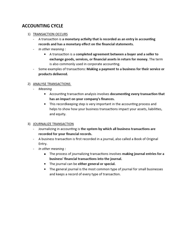 Accounting Cycle | Download Free PDF | Debits And Credits | Financial Transaction