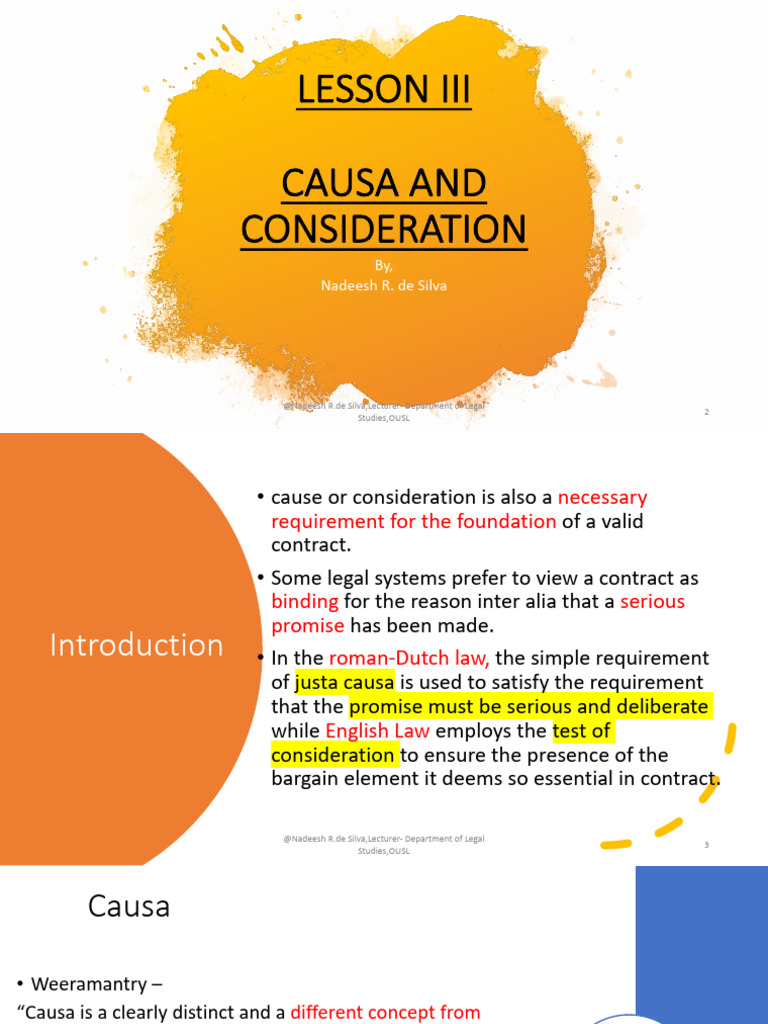 4.lesson 3-Causa and Consideration | PDF | Consideration | Estoppel