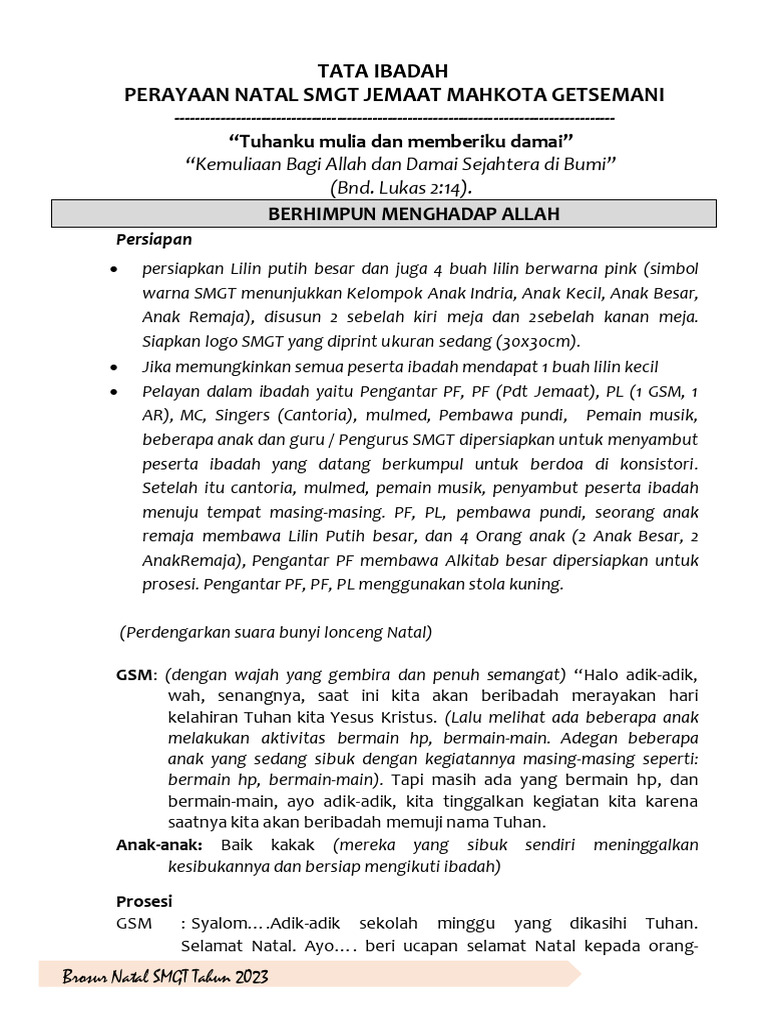 Liturgi Natal SMGT JMG | PDF