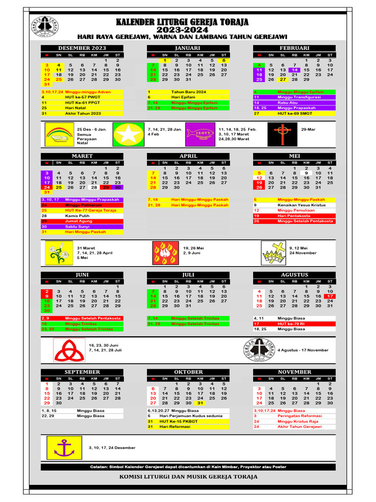 Kalender Liturgi Gereja Toraja 2023-2024 | PDF