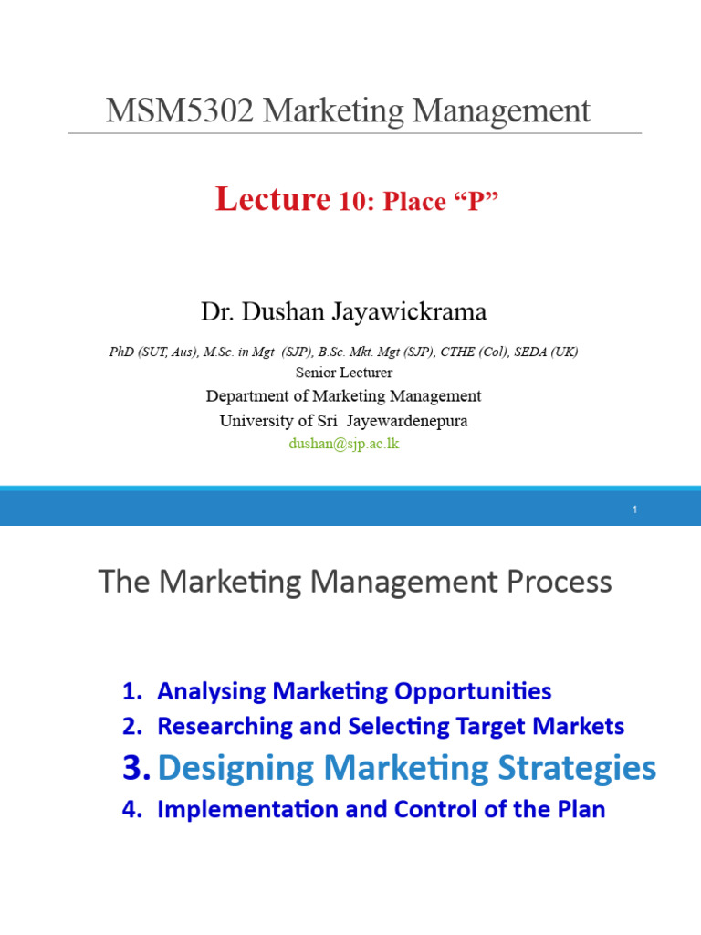 Lecture 10-Place | PDF | Retail | Marketing