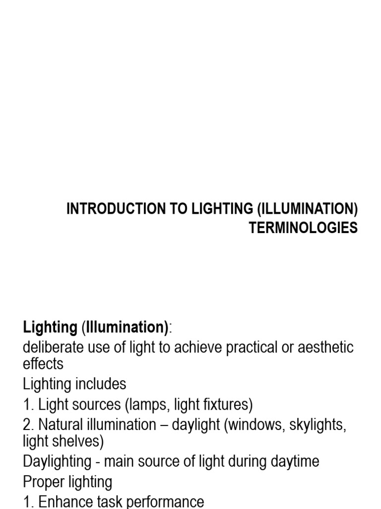 Lighting Terminology and Concepts Guide | PDF | Lighting | Incandescent ...