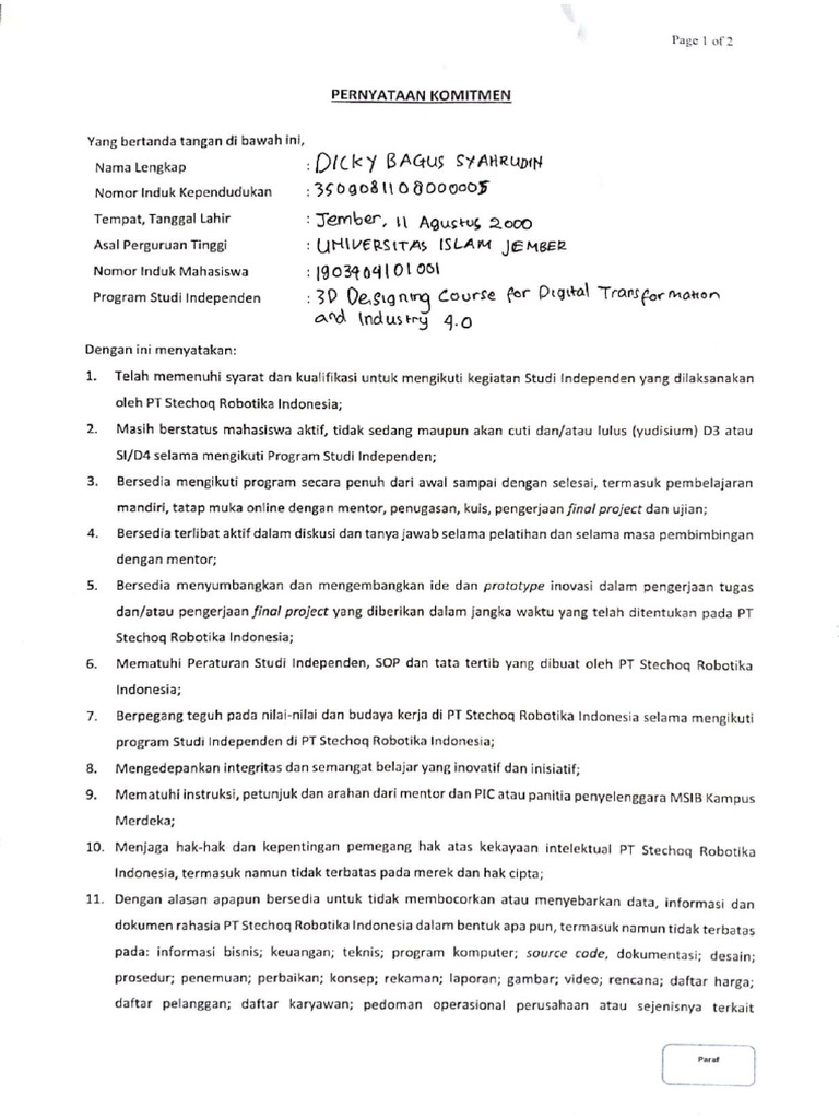 Pernyataan Komitmen | PDF
