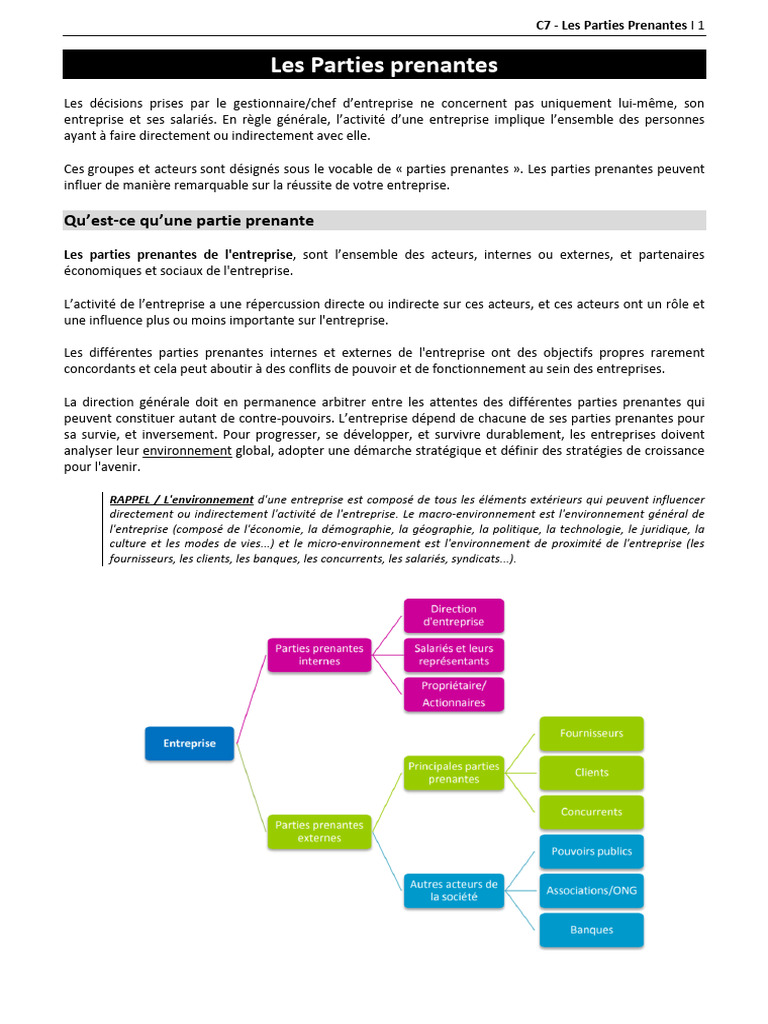 Parties Prenantes : Internes et Externes | PDF | Business | Partie prenante