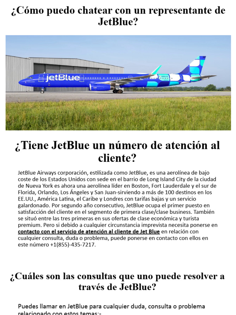 Cómo Puedo Chatear Con Un Representante de JetBlue? | PDF