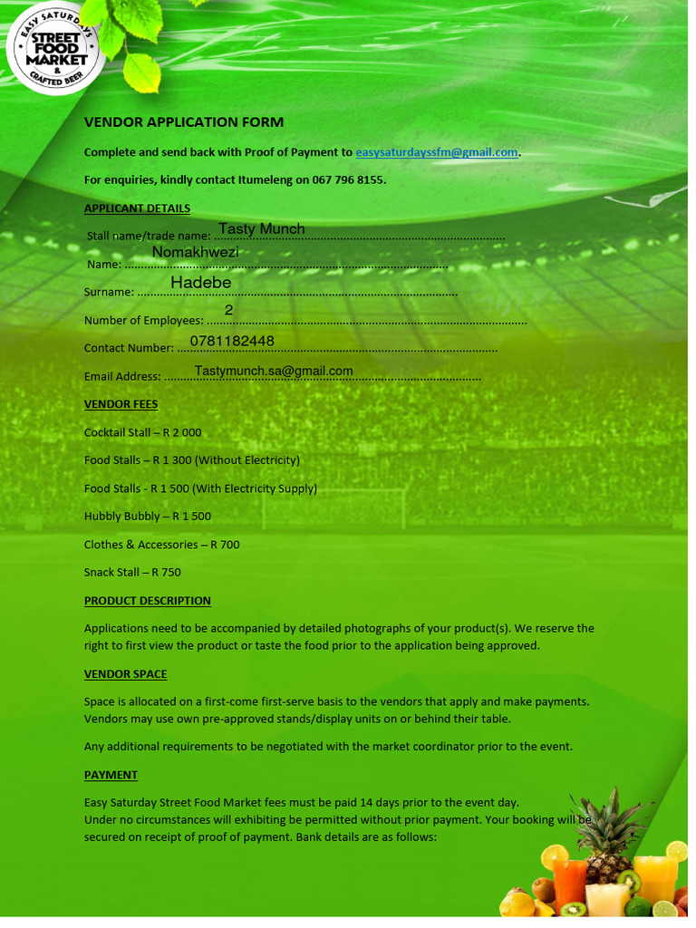 SFM Stall Application Form | PDF | Business