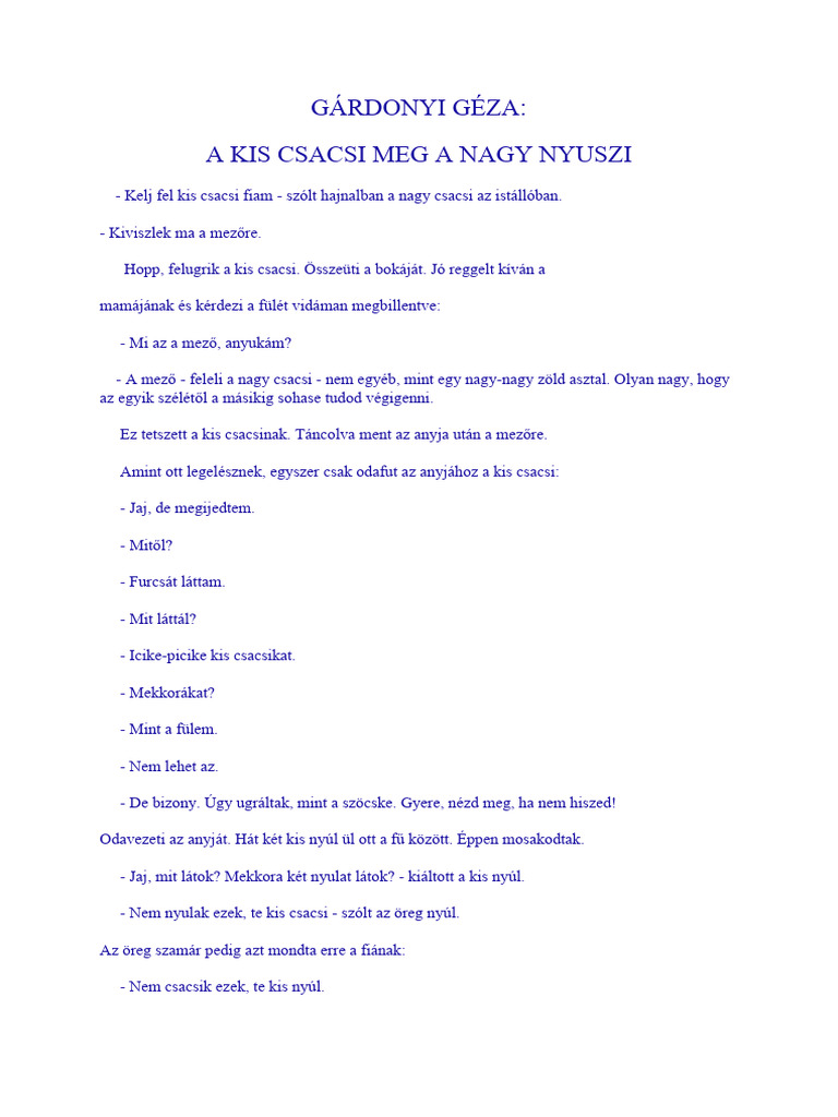 Kis Csacsi Szovegertes | PDF