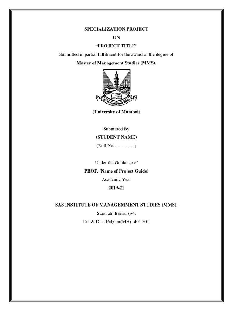 MMS Project Report - University of Mumbai | PDF | Academic Degree