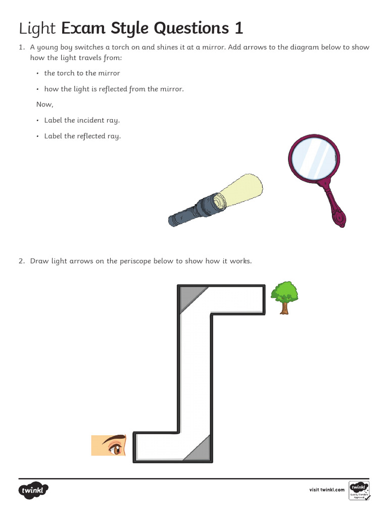 Light Exam Questions and Diagrams | PDF