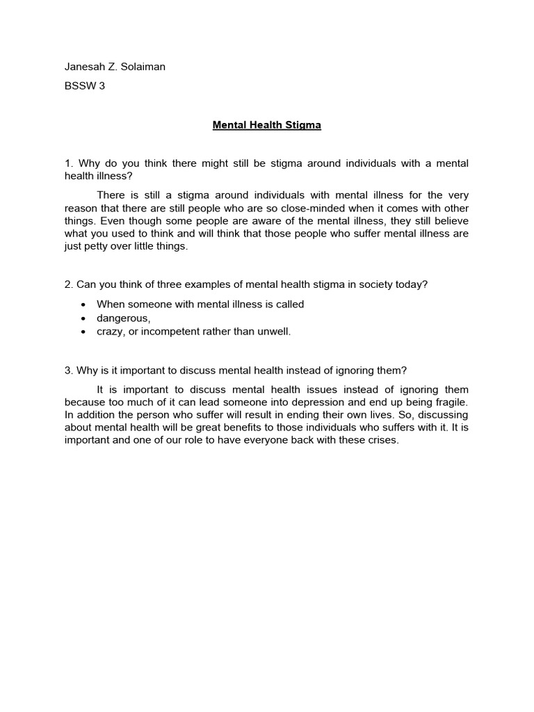 Mental Health Stigma | PDF