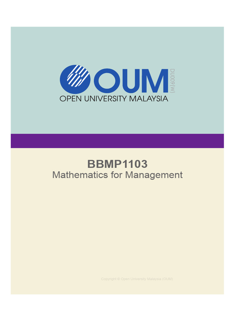 BBMP1103: Mathematics For Management | PDF | Matrix (Mathematics) | Numbers