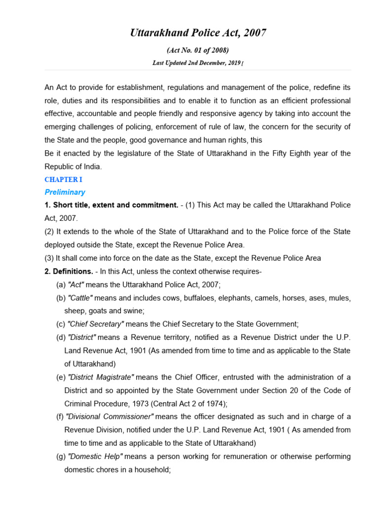 Uttarakhand Police Act Updated | PDF | Police | Crimes