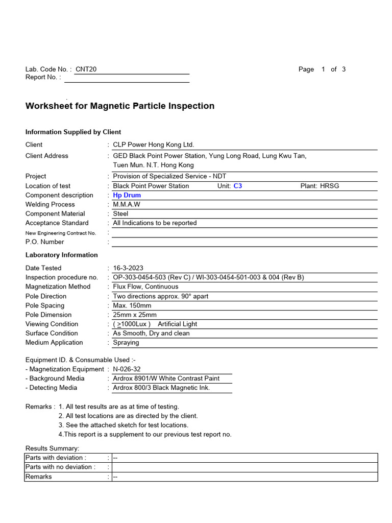 CNT200020-3 C3 HRSG HP Drum - MT Report | PDF | Nondestructive Testing ...