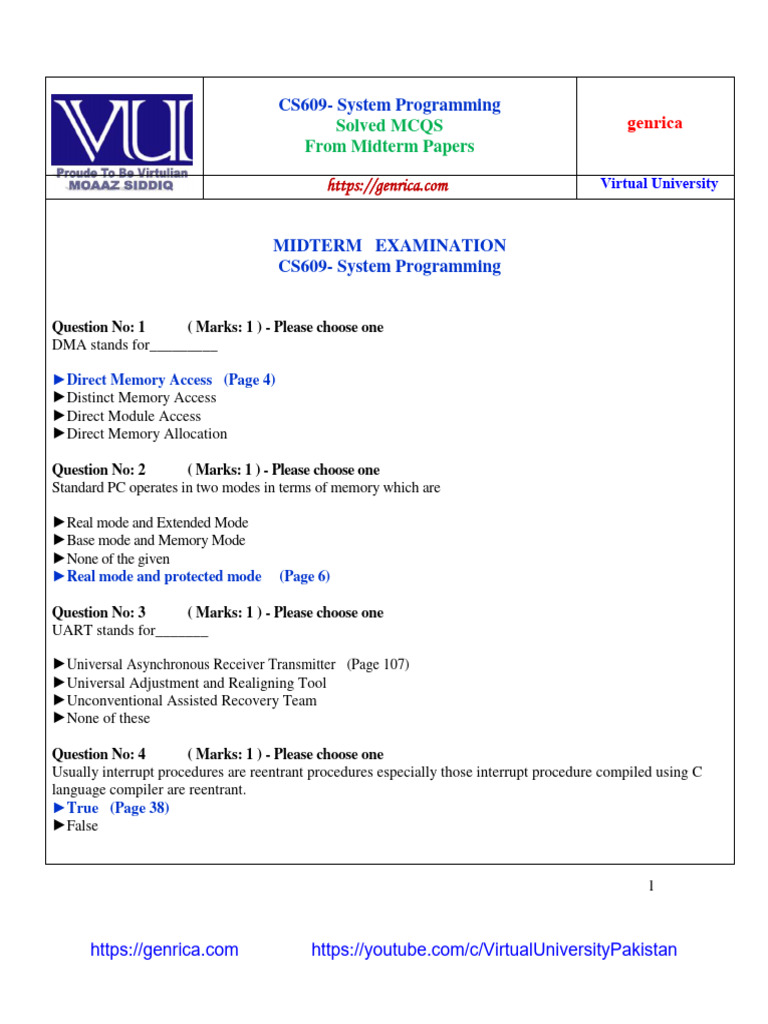CS609 - Midterm Solved Mcqs With References by Moaaz | PDF | Input/Output | Manufactured Goods