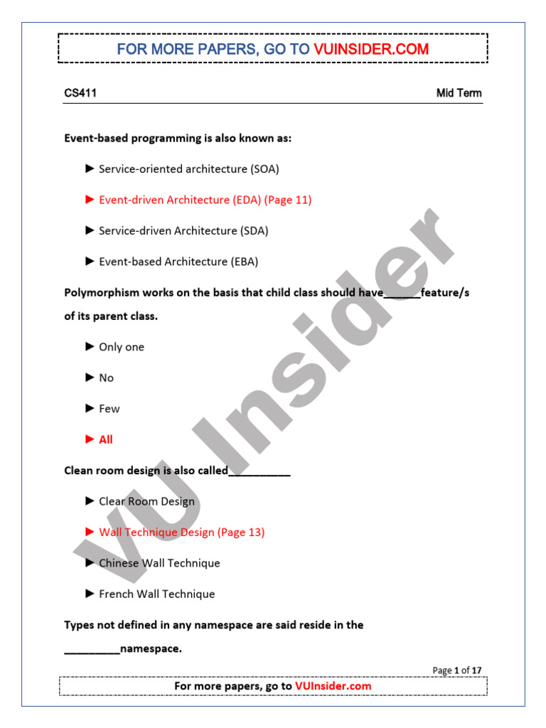CS411 Mid Term Past Papers Mega File | PDF | Component Object Model | C Sharp (Programming Language)