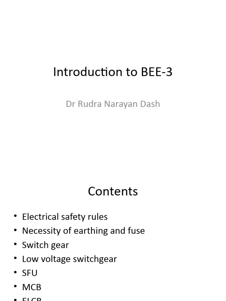 3.chapter - 1 - Introduction To BEE-3 | PDF | Fuse (Electrical) | Electrical Wiring
