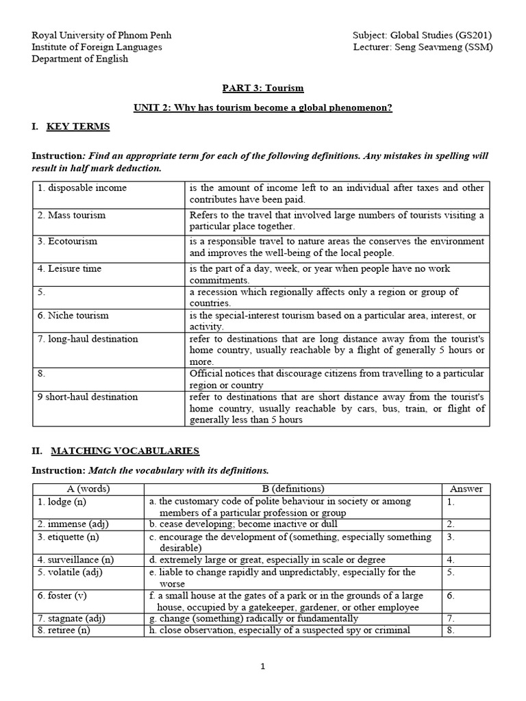 GS Tourism ESK | PDF | Tourism | Deviance (Sociology)