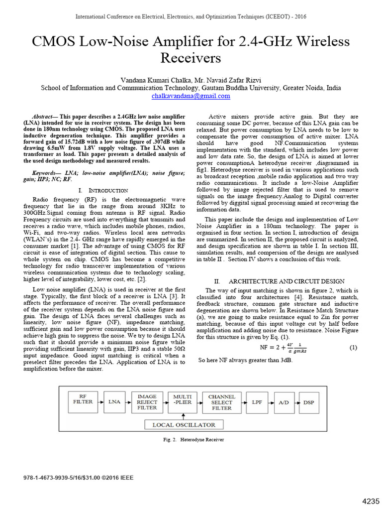CMOS_Low_Noise_Amplifier_for_2_4_GHz_Wir | PDF | Radio | Amplifier