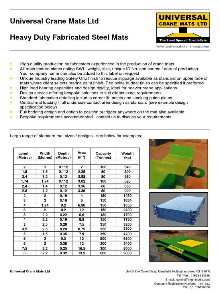 UCM - Fabricated Steel Mats | PDF | Crane (Machine) | Manufactured Goods