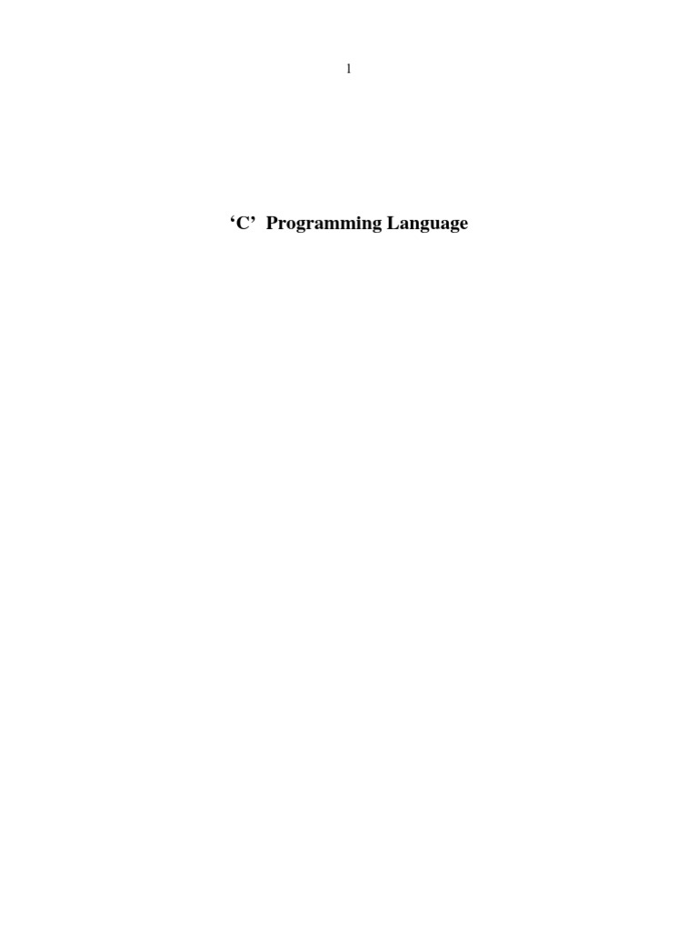 C' Programming Language | PDF | Control Flow | C (Programming Language)