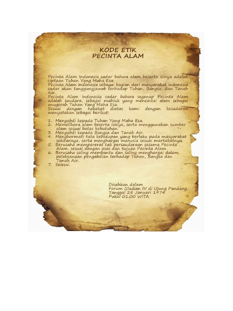 Kode Etik Pencinta Alam | PDF