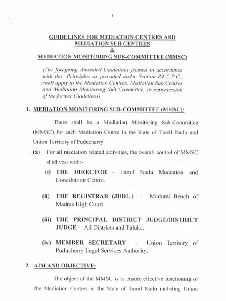3 Guidelines For Mediation Monitoring Sub-Committee (MMSC) | PDF