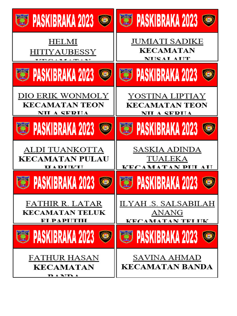 Contoh ID Card Paskibraka dan KPPS | PDF