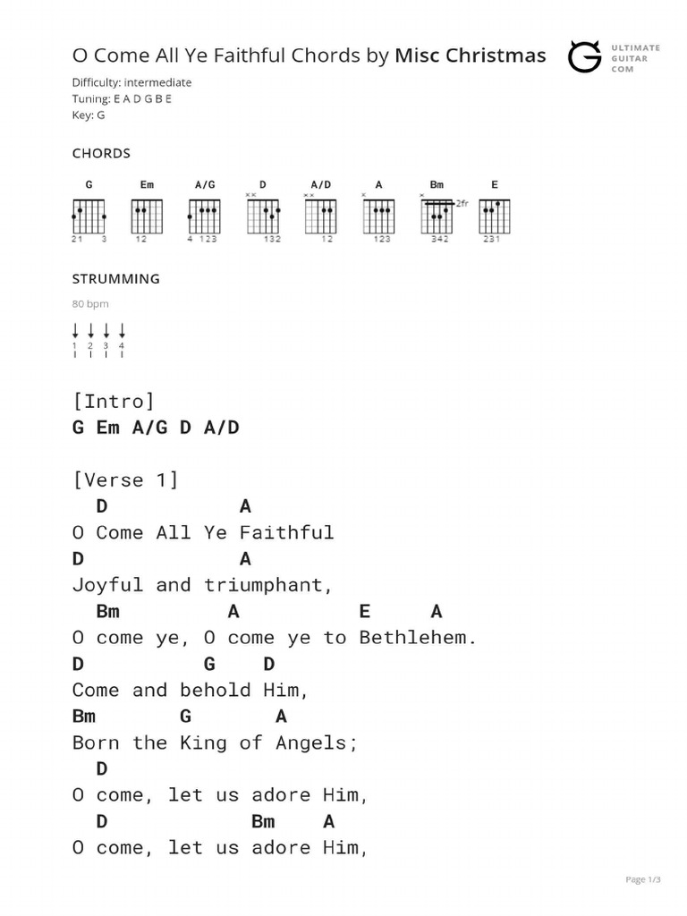 O Come All Ye Faithful Chords | PDF