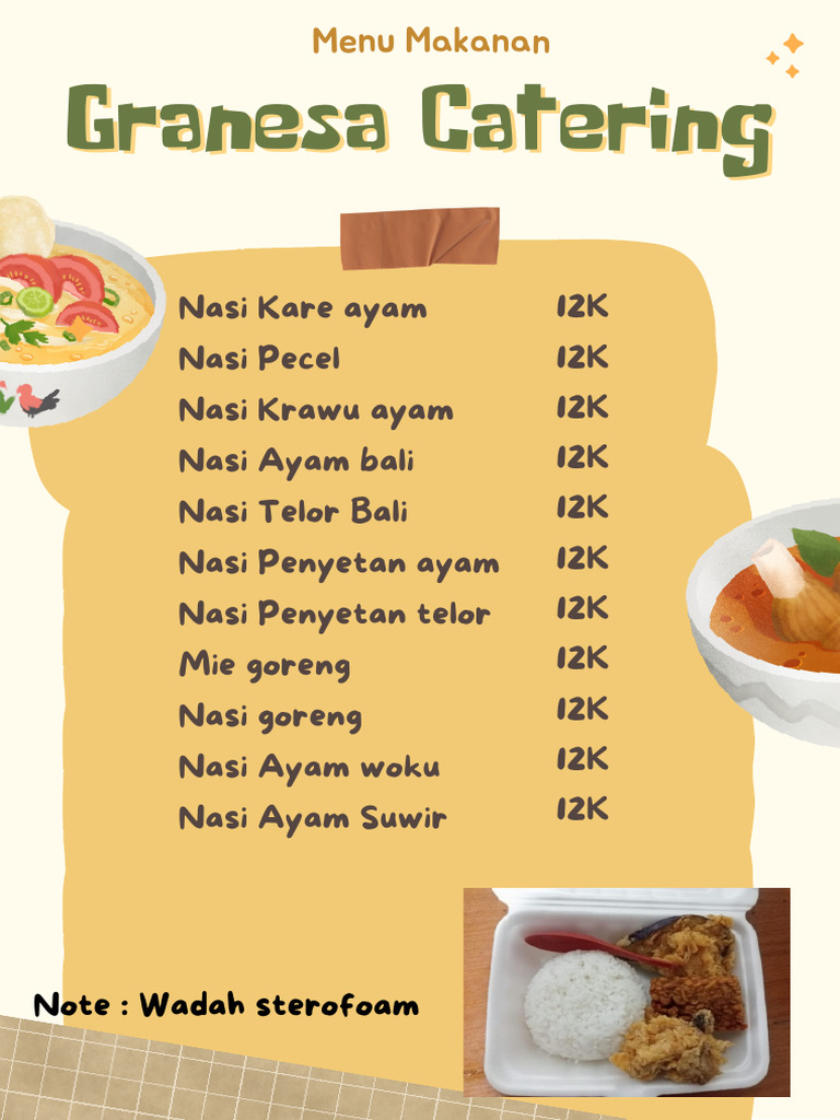 Krem Minimalis Menu Makanan Restoran Tradisional | PDF